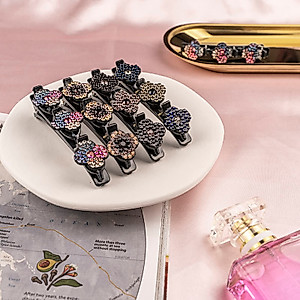 Hair Clips Accessories for Women Girls - 8-Pack Sparkling Crystal Stone Braided Hair Clips, Four-Leaf Clover Chopped Hairpin Duckbill Clip with 3 Small Clips for Styling Sectioning