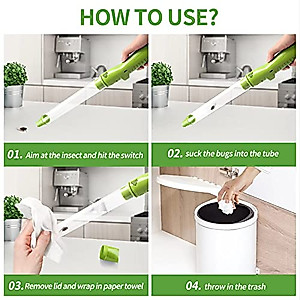 TAISHAN Handheld Vacuum Bug Insect Traps Spider Catcher Eco-Friendly Catch with LED Flashlight Catcher with USB Recharger Household Catch Insect Sucking Electronic Catcher,Pest,Beetle Roach