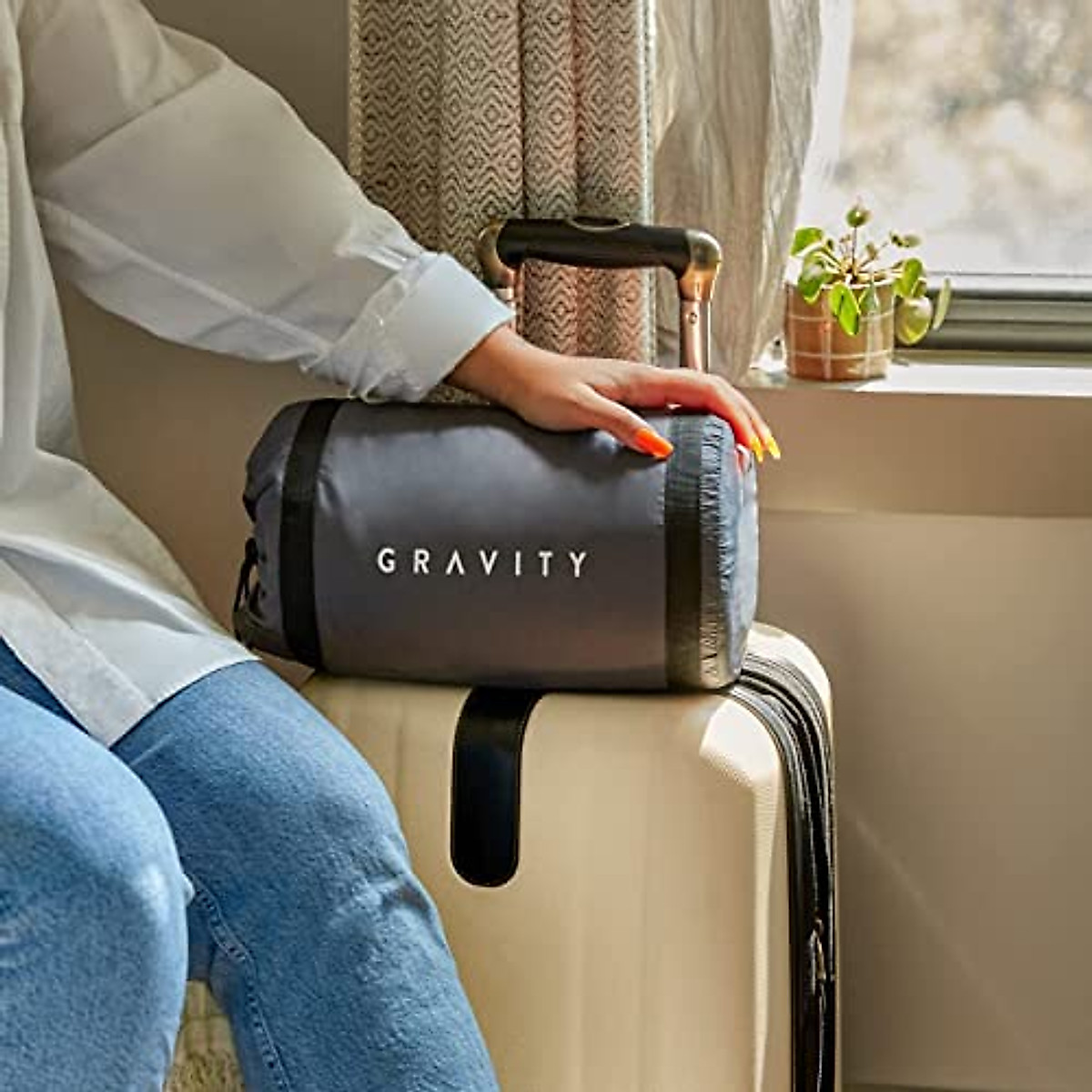 Gravity Blanket Travel Weighted Blanket, Flex Weighted Blanket, 10 lbs Black 40"x60", Original Weighted Blanket for Sleep, Compact Blanket for Traveling & Outdoors, Carrying Bag Included