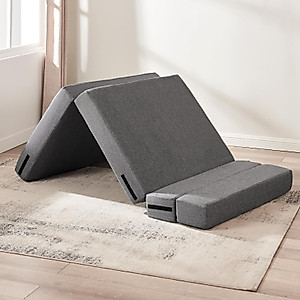 Z-hom Folding Sofa Bed, 2024 Upgraded 6 inch Memory Foam Couch, Convertible Sleeper Chair Floor Couch, Futon Sofa Sleeper Chair with Pillow & Washable Cover for Living Room/Bedroom/Guest, Grey