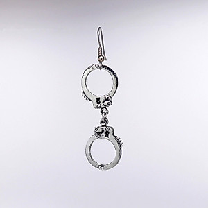 Handcuff Dangle Earrings Silver Finish Pewter On Fish Hook Earring Wires
