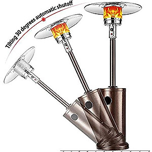 LIANGZAI Outdoor Patio Heater-46000-BTU Patio Heaters Propane Stainless Steel Floorstanding Liquid Propane Garden Patio Heater,w/Accessories/Wheels (Bronze)