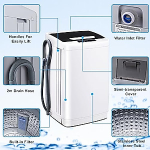 Outspurge Full Automatic Washer Machine, Portable Washing Machine, 1.7 Cu.Ft.Laundry Washer Spin with 10 Wash Programs& LED Display& Built-in Drain Pump,Ideal for RV, Camping, Apartment
