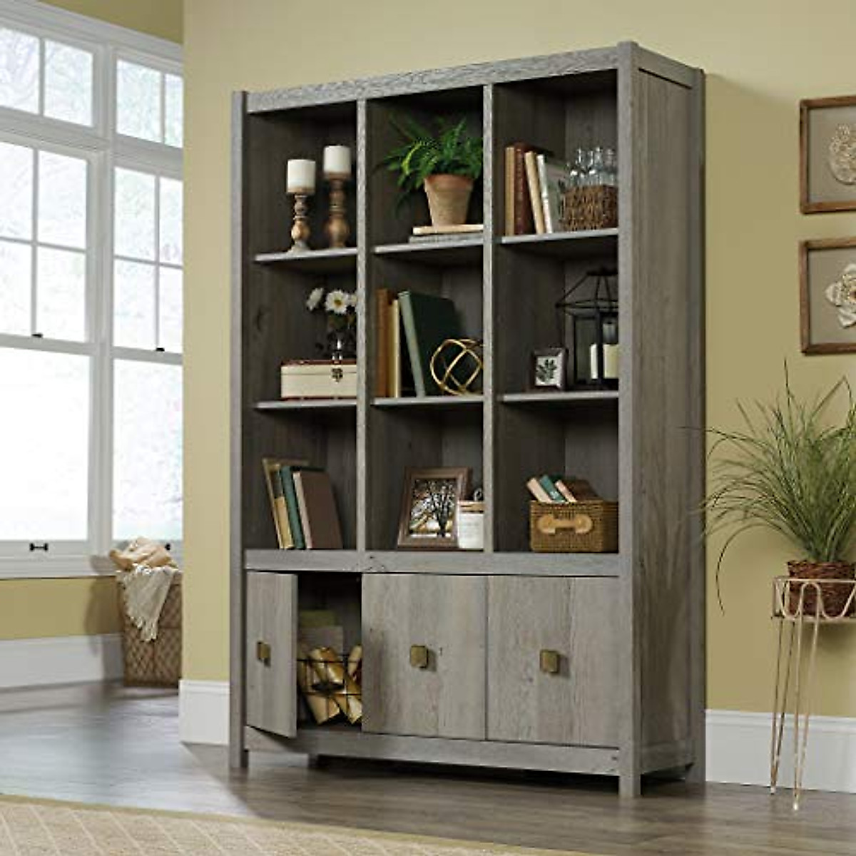Sauder Cannery Bridge Storage Wall, L: 48.35" x W: 15.67" x H: 71.97", Mystic Oak