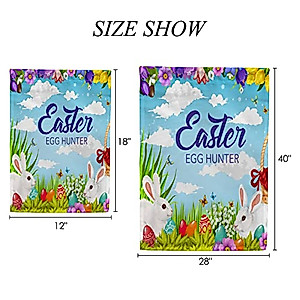 My Little Nest Seasonal Garden Flag Easter Bunnies Egg Hunting Double Sided Vertical Garden Flags for Home Yard Holiday Flag Outdoor Decoration Farmhouse Banner 28"x40"