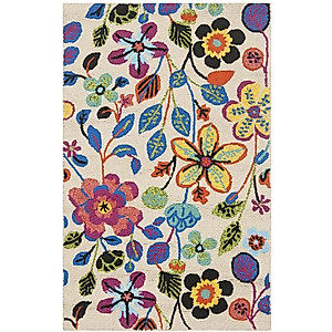 SAFAVIEH Four Seasons Collection 2'6" x 4' Ivory/Multi FRS427A Hand-Hooked Floral Accent Rug