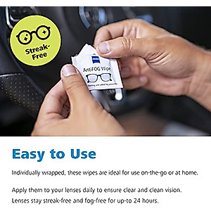 ZEISS Anti-Fog Lens Wipes, Pre-Moistened, Individually Wrapped Defogger Wipes for Coated Lenses, Binoculars, Scopes, Cameras, and Glasses, 30 Count