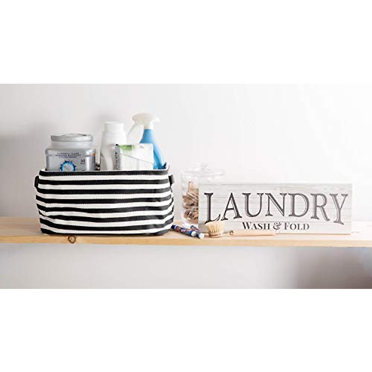 DII Cabana Stripe Laundry Collection, Waterproof Hamper, Assorted Rectangle, Black, 3 Piece