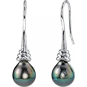 THE PEARL SOURCE Genuine Baroque Black Tahitian South Sea Cultured Pearl Denise Earrings for Women