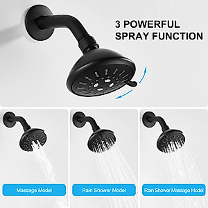 GERUIKE Shower Faucet Set with Valve,Tub and Shower Faucet Set with 4-Inch 3-Spray Shower Head and Tub Spout,Single Handle Shower Trim Kit Bathtub Shower System for Bathroom Shower Combo Set, Black