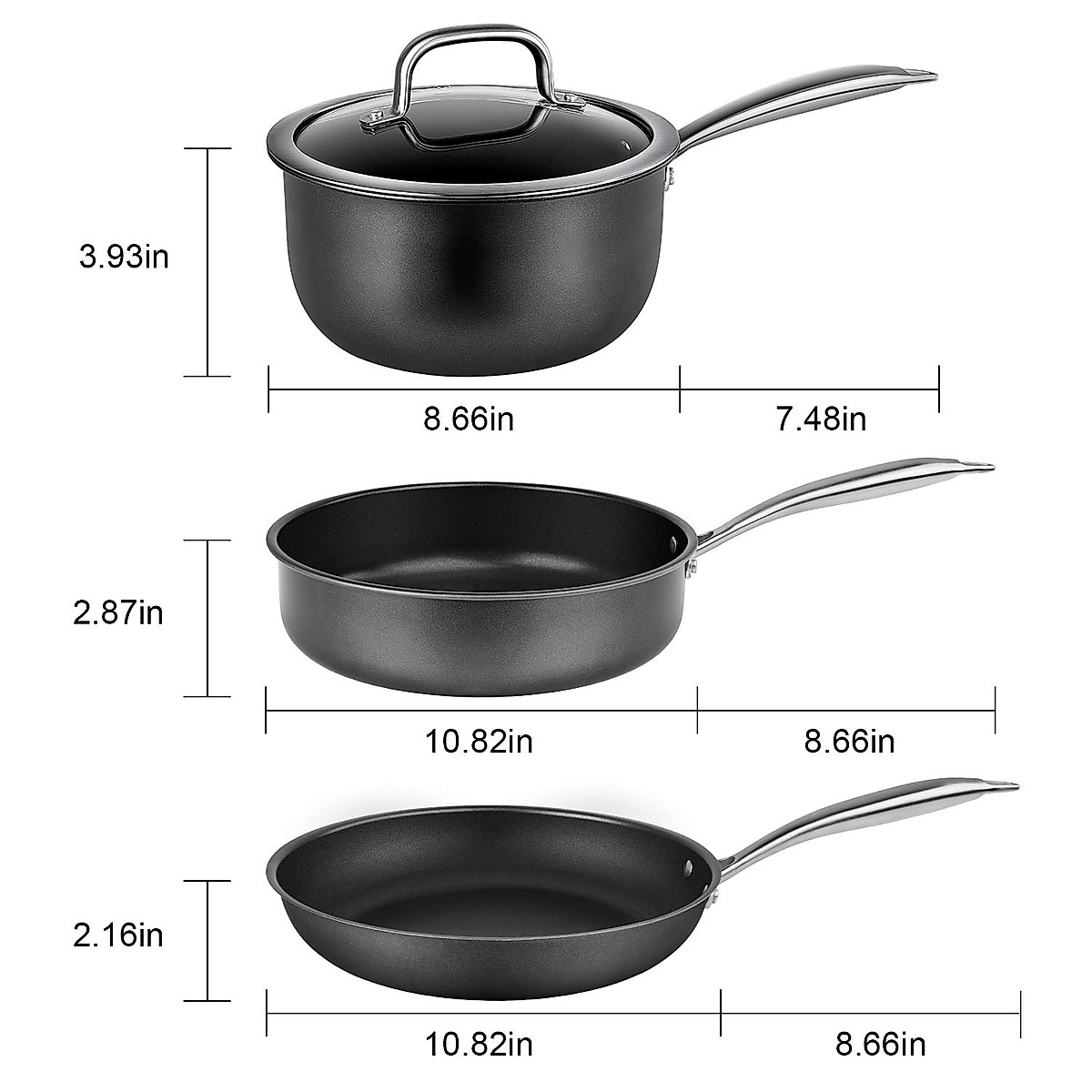 Induction Pots and Pans, Stainless Steel Pots And Pans Set 4pcs With Lid, Induction Cookware For Oven & Dishwasher Safe by MOMOSTAR