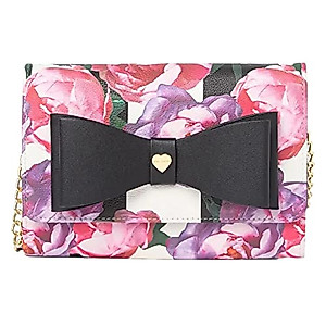 Betsey Johnson Dani Floral Printed Crossbody with Bow Black Floral One Size