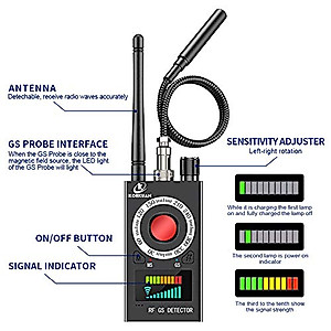 Anti Spy Detector, RF Detector & Camera Finder, Bug Detector, Upgraded RF Signal Detector, KORKUAN GSM Tracking Device for Wireless Audio Bug Hidden Camera Detector ¡­