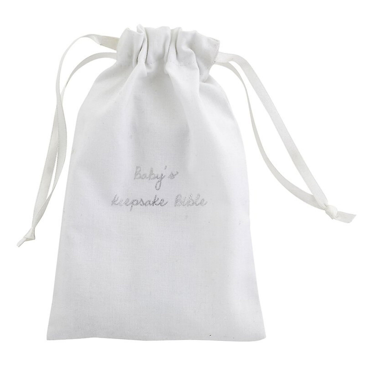 Stephan Baby Keepsake Bible with Embroidered Cover and Ribbon-Tie Closure, White