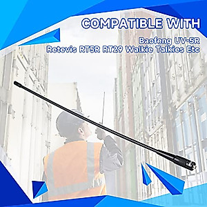 Retevis RHD-771 Walkie Talkie Antenna,SMA-F Dual Band UHF/VHF 144/430Mhz Antenna,15.4inch Flexible Whip Antenna,Compatible with Baofeng UV-5R Aliunce HD1 Retevis RT29 RT86 RT-5R 2 Way Radio(1 Pack)