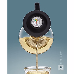Teabloom 2-in-1 Tea Kettle and Tea Steeper - Glass Teapot with Thermometer and Stainless Steel Loose leaf Tea Infuser, No Whistle Kettles, Virtuoso 34-Ounce Tea Maker