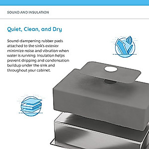 MR Direct 1716-16-ENS Stainless Steel Undermount Single Bowl Kitchen Sink with Additional Accessories, 16 Gauge