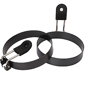 Large 3.5" Nonstick Egg Rings Set of 4, Round Crumpet Ring Mold Shaper for English Muffins Pancake Cooking Griddle - Portable Grill Accessories for Camping Indoor Breakfast Sandwich Burger