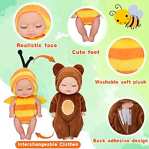 Xefuu 12 Pcs Mini Baby Dolls 4.5 Inch Lifelike Realistic Baby Toy Dolls Tiny Reborn Babies with Animal Clothes Cute Small Baby Doll for Kids Girls Boys Toddlers Easter Gifts