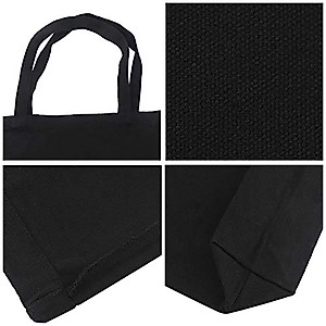 Segarty Blank Canvas Tote Bags, 3 Pack 16.5 x 13.4 Inches 12Oz Natural Reusable Grocery Shopping Bags Bulk, Plain Bag to Decorate Crafts DIY, Large Black Canvas Bag for Women Beach Travel
