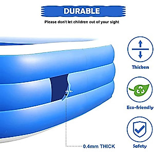 Inflatable Swimming Pool, TUBYIC Swimming Pool, 108“ x69” x24“ Full-Sized Family Inflatable Pools for Adults, Placed Room, Garden, Backyard, Outdoors Summer Water Party