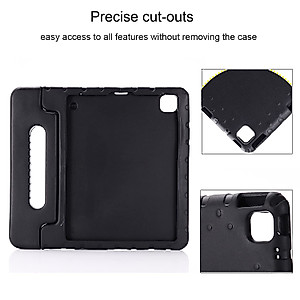 UUcovers Kids Case for Apple iPad Pro 12.9 inch 2022/2021/2020/2018 (6th/5th/4th/3rd Generation) with Pencil Holder/Rotating Kickstand Swivel Handle EVA Foam Shockproof Rugged Flip Stand Cover, Black