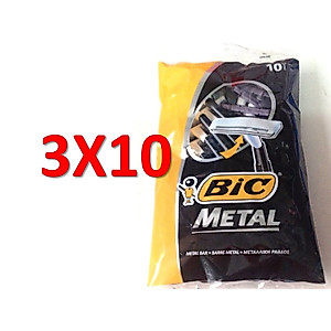 Bic Metal Disposable Men's Shaving Razors, 10-Count x 3 Packs
