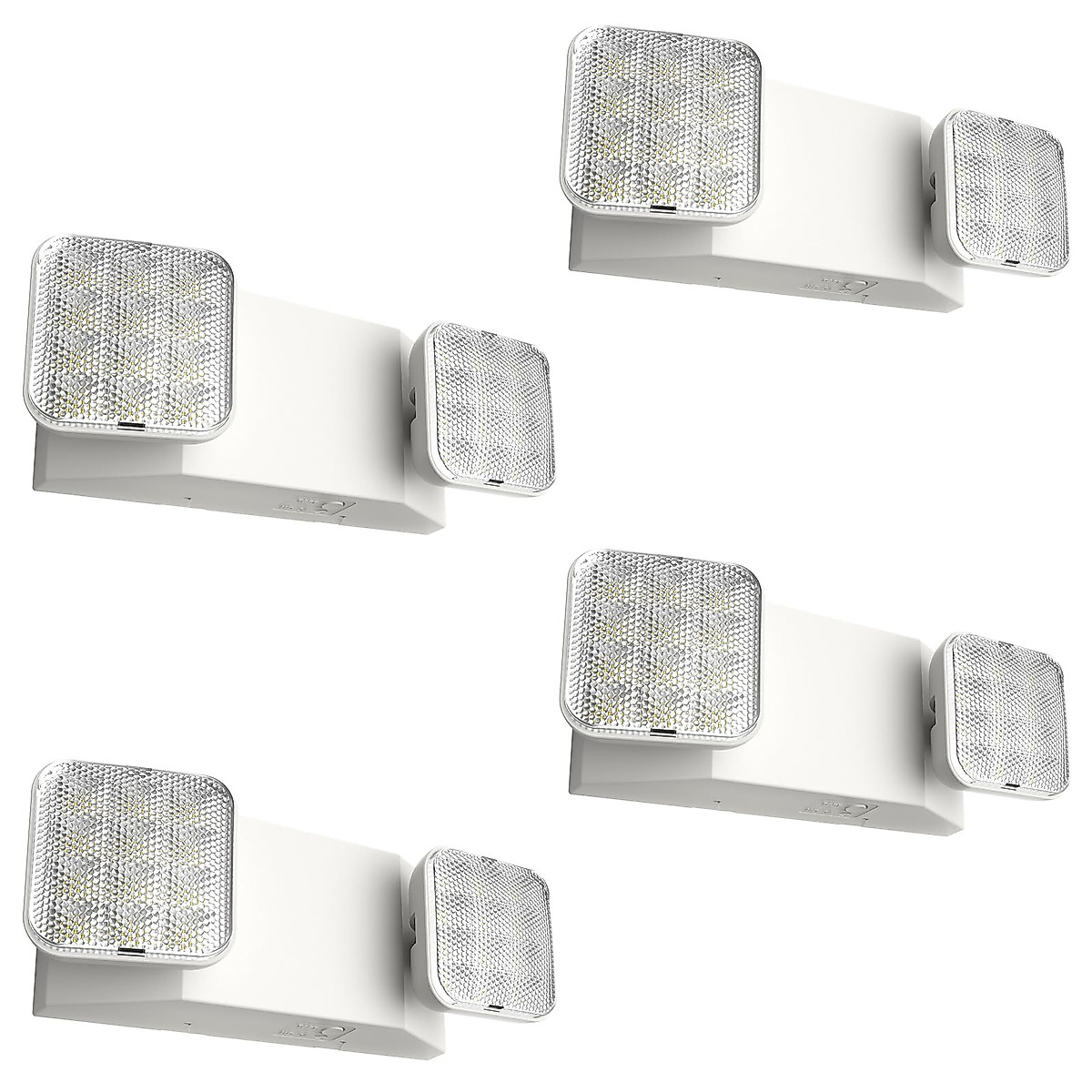 FREELICHT 4 Pack LED Emergency Lights for Business, with Battery Backup, Two Head Adjustable LED Emergency Square Lighting, UL 924 Certified
