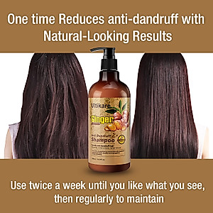 Ultikare Ginger Shampoo for Dandruff Hair, Anti-Dandruff Treatment - Itchy Dry Scalp Care Shampoo Ginger Extract Oil Strengthen Hair Formula, for Men and Women