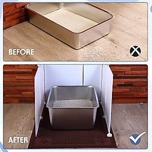 Pinkunn 2 Set Stainless Steel Cats Litter Box Large Metal Litter Box with 2 Cat Litter Scoop, 12 Litter Splash and 2 Cat Litter Mat, Never Absorbs Odor (Brown,23.6 x 15.7 x 7.9 Inch)