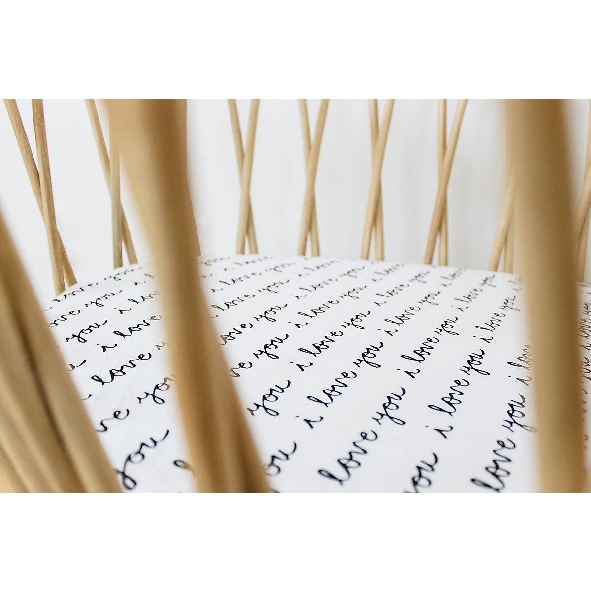 NODNAL CO. Black/White Bassinet Fitted Sheet - 100% Cotton Unisex for Baby Girl/Boy - I Love You, Plaid and Abstract Polka Dots Universal Fitted Cover Sheets (I Love You)