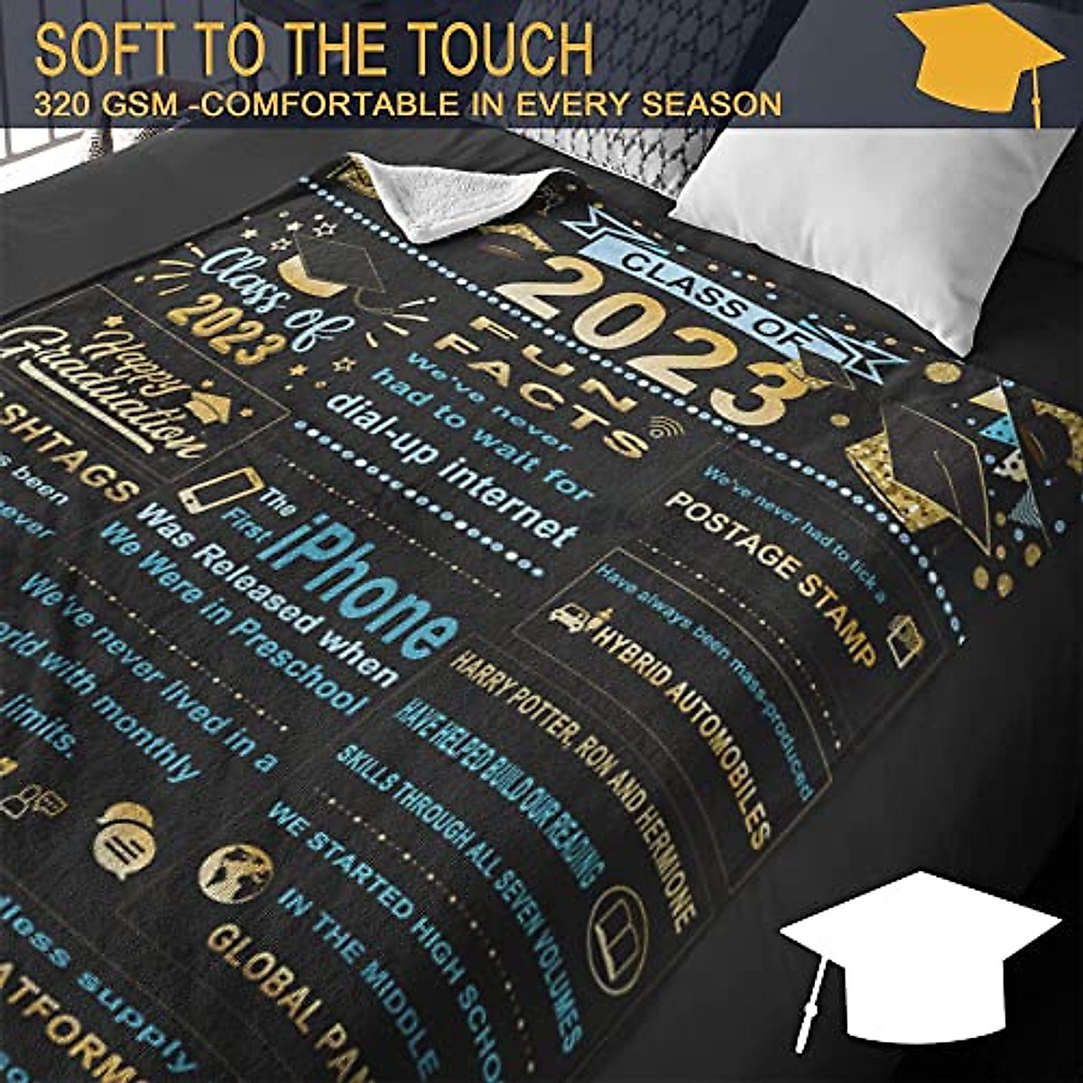 Shanfeirui Graduation Gifts, Graduation Gifts for Her, Graduation Gifts for Him, Graduation 2023, 2023 Graduation Blanket, 2023 Graduation Gifts, Graduation Gift Throw Blankets 50" × 60"