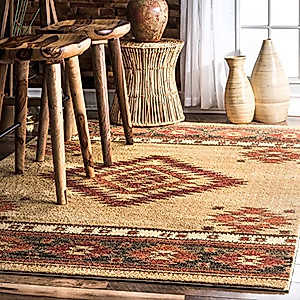nuLOOM Margene Tribal Diamond Area Rug, 8 ft x 10 ft, Beige