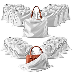 GONGKANGYUAN 12 Pcs Dust Bags for Purses and Handbags Satin Purse Storage Organizer With Drawstring Closure Handbag Protector (White)