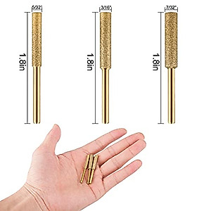18pcs High Hardness Diamond Chainsaw Sharpener- Titanium Plated Burr Stone File in 3 Size Diamond Sharpening Wheels Chainsaw File for Chain Saw Stone Jewelry Wood (5/32'', 3/16'', 7/32'')