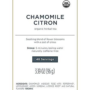 Tea Forte Chamomile Citron Herbal Tea Event Box, Bulk Pack of 48 Pyramid Infuser Tea Sachets for All Occasions