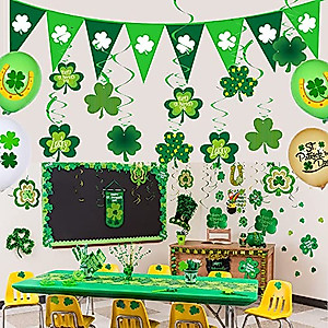 St Patricks Day Decorations St. Patrick's Day Garland Set,Clover Hanging Ornament and Green Garland and St Patricks Day Flag Banner, St Patricks Day Balloons, Suitable for home and office