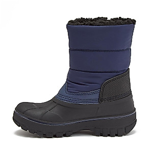 LONDON FOG Jett Waterproof Boys, Girls & Toddler Snow Boots for Kids - Insulated Warm Fleece Lined Girls & Boys Winter Boots - Navy Blue, 2 Little Kid