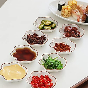 WUYIAZHI Cat Paw Shaped Soy Sauce Dishes, Cute Ceramic Dipping Sauce Cups, Mini Dipping Bowls 2 Ounces, Set of 8