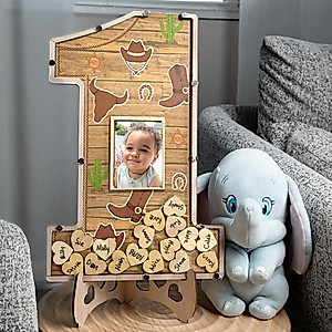 My First Rodeo Birthday - Cowboy - Cowgirl Birthday Birthday Centerpiece - 1st Birthday Decorations - Guest Book Alternatives -First Birthday Number One Shaped Photo Frame - 1st Rodeo Birthday Centerpiece Keepsake (My First Rodeo)