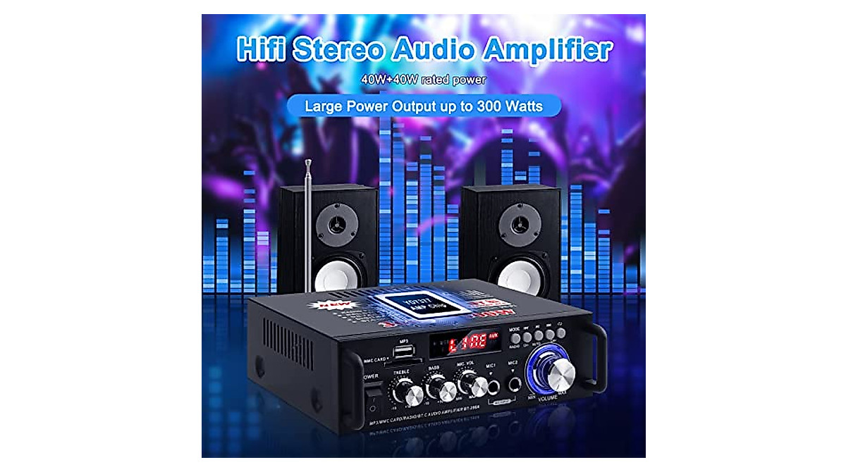 HiFi Bluetooth Audio Amplifier - 40W Mini Stereo Power