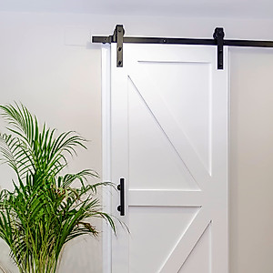 DOEWORKS 5 FT Sliding Barn Door Hardware Kit with Handle, Single 30" Wide Wood Door Hardware Closet Track Kit Set, DIY Barn Door