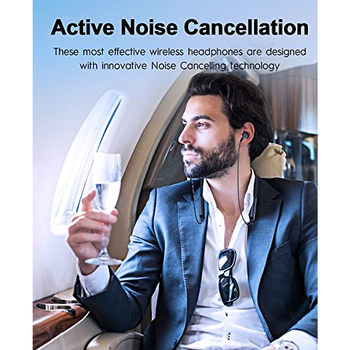 Tecno Wireless Active Noise Cancelling Bluetooth Headphones with Microphone, 38HRS Playtime Neckband Bluetooth Headphones