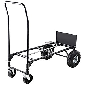 BestEquip Hand Truck Convertible Dolly 200lb/300lb with 10inch Pneumatic Wheels in Black