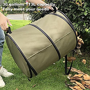 Collapsible Trash Can, 30 Gallon Large Collapsible Pop Up Recycling Leaf Bag Reusable Camping Trash Can with Handles, Waterproof and Tear Resistance, for Camping, Laundry, Storage, Garden (Green)