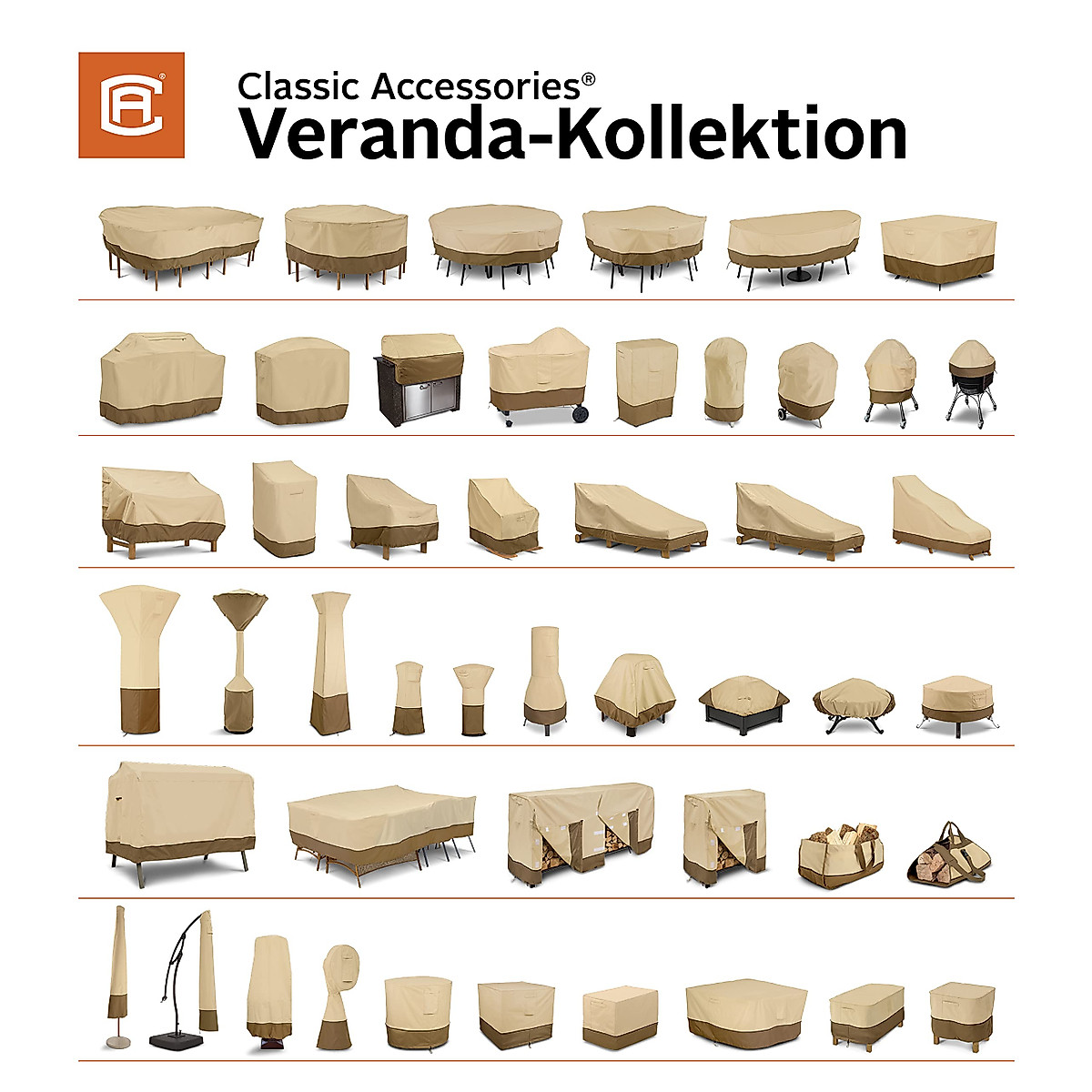 Classic Accessories Veranda Water-Resistant 32 Inch Rectangular Patio Ottoman/Side Table Cover, Outdoor Table Cover