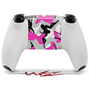 WraptorSkinz Skin Wrap compatible with Sony PS5 DualSense Controller Sexy Girl Silhouette Camo Hot Pink Fuschia (CONTROLLER NOT INCLUDED)