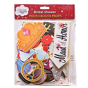 Bridal Shower Photo Booth Props - 41-pc Photo Booth Kit with 8 x 10-Inch Sign, 60 Adhesive Pads, 45 Sticks - Team Bride Photo Booth Props - Bachelorette Props Photo Booth