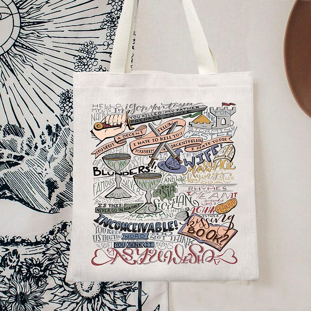 TOBGB Funny Classic Movie Gifts Princess Bride Inspired Tote Bag Gift For Princess Bride Fan Bride Gifts Princess Lover Gift (Princess Tote)