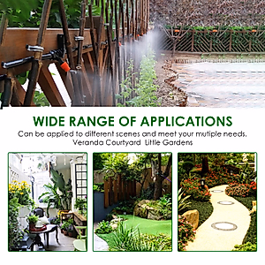 HAYIFTY Drip Irrigation Kit, 140 Feet Garden Irrigation System with Adjustable Nozzle Sprinkler Sprayer&Dripper Patio Plant Watering Kit M BLACK